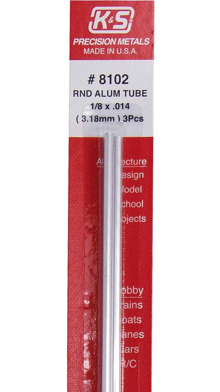 1/8 x 12 inch Aluminum Tube .014 Wall Pack of 3 K&S Engineering 8102 ...