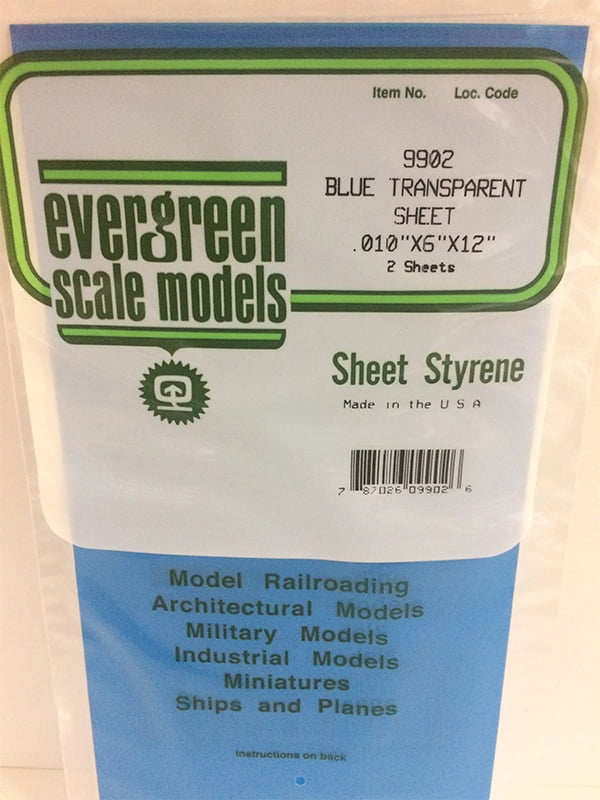 Evergreen .010 inch Thick Pack of 2 Blue Polystyrene Sheet EVE 9902 ...