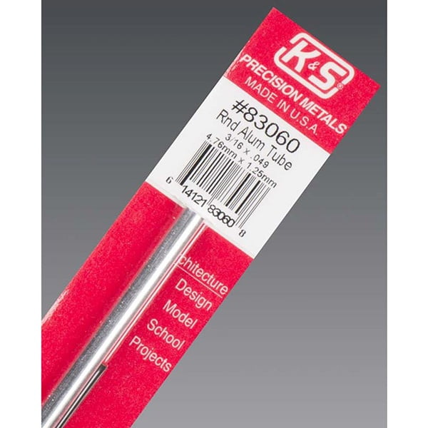 3/16 x .049 inch Tappable Aluminum Tube Pack of 1 6061-T6 K&S ...