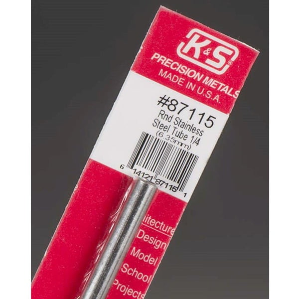 1/4 x .028 x 12 inch Round Stainless Steel Tube Pack of 1 K&S ...