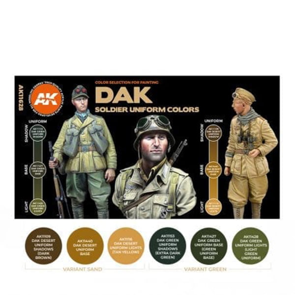 AK Interactive Acrylic 3rd Gen DAK Soldier Uniform Colors Paint Set ...