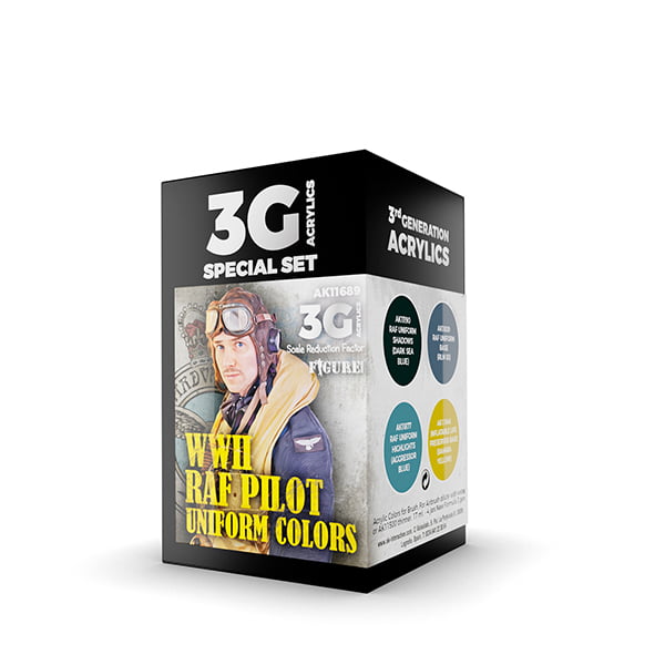 AK Interactive Acrylic 3rd Gen Air WWII RAF Uniform Colors Paint Set ...