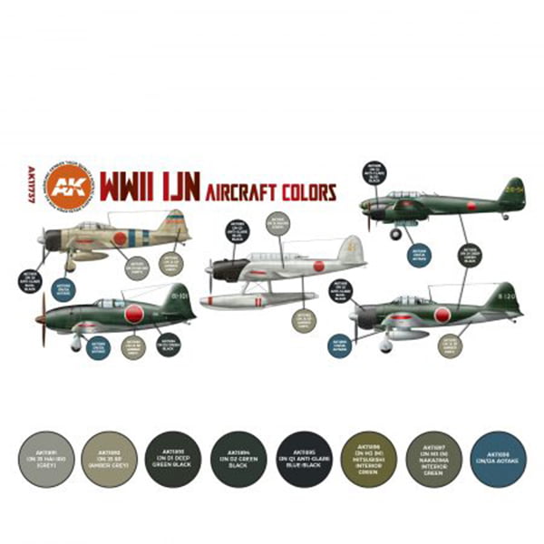 AK Interactive Acrylic 3rd Gen Air WWII IJN Aircraft Colors Paint Set ...