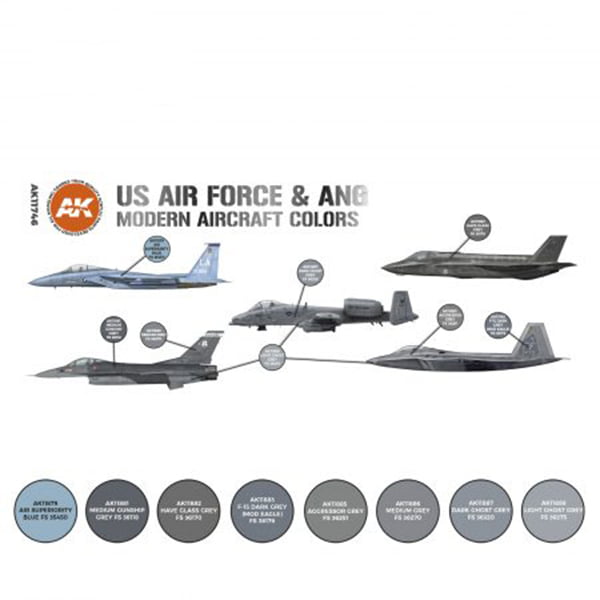 AK Interactive Acrylic 3rd Gen Air US Air Force and ANG Modern Aircraft ...