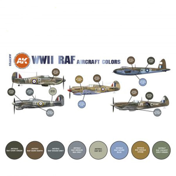 AK Interactive Acrylic 3rd Gen Air WWII RAF Aircraft Colors Paint Set ...