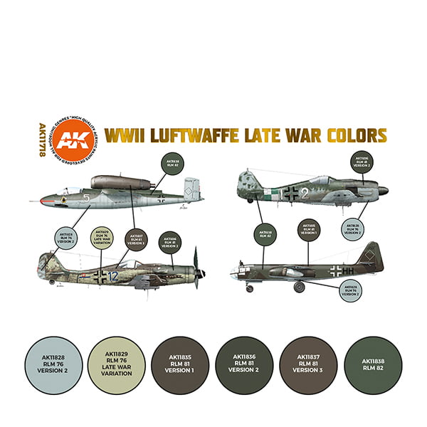 AK Interactive Acrylic 3rd Gen Air WWII Luftwaffe Late War Colors Paint ...