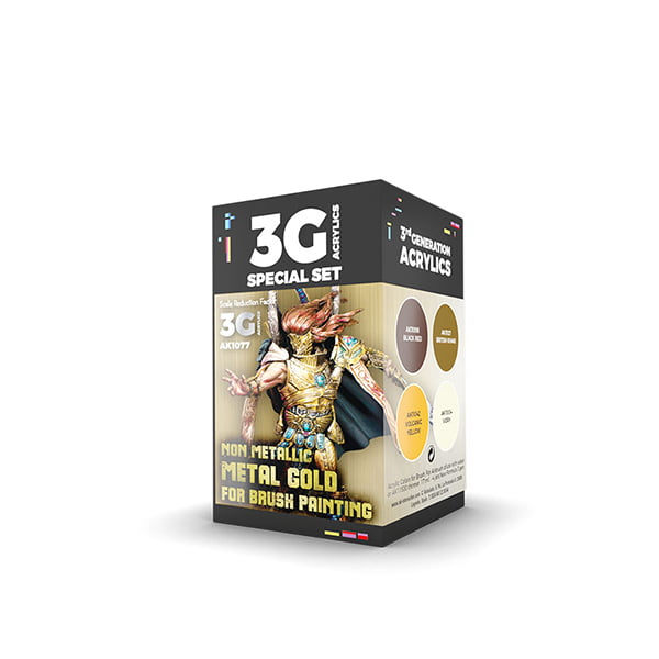 AK Interactive 3rd Generation Non Metallic Metal Gold Wargame Paint Set ...