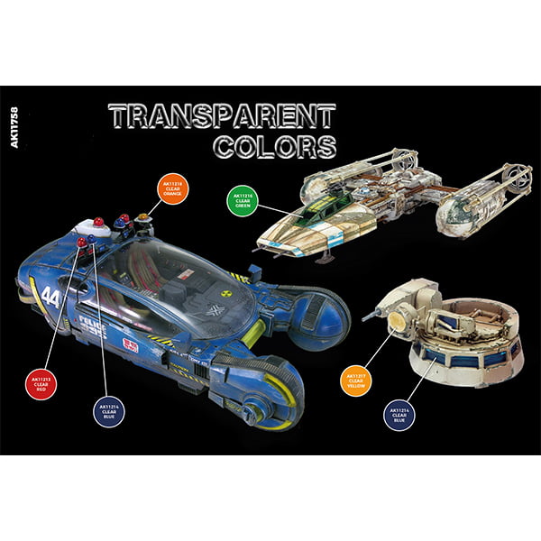 AK Interactive 3rd Generation Transparent Colors Paint Set 11758 ...