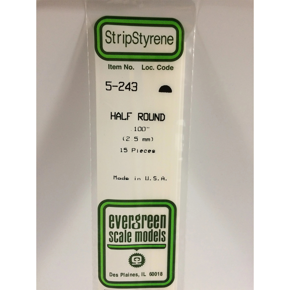 Evergreen Half Round .100 inch Opaque White Polystyrene Bulk Pack of 15 ...
