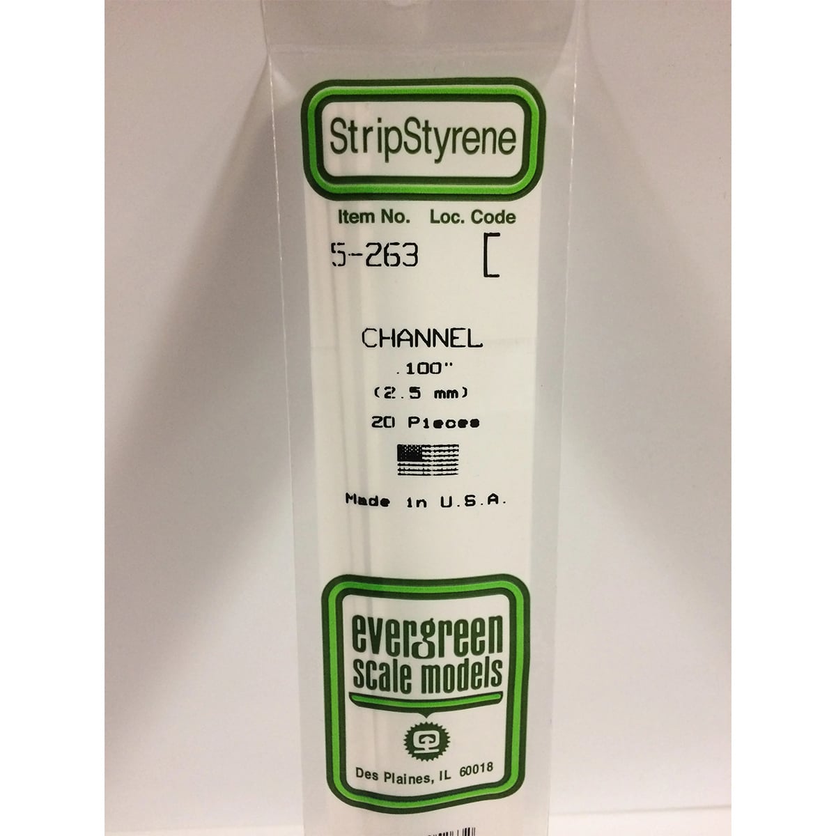 Evergreen Channel .100 inch Opaque White Polystyrene Bulk Pack of 20 ...