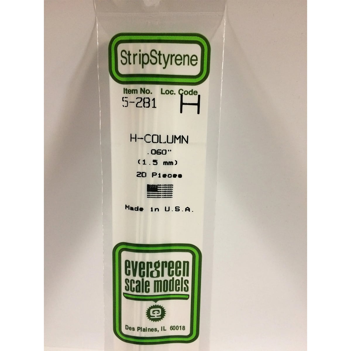 Evergreen H Column .060 inch Opaque White Polystyrene Bulk Pack of 20 ...