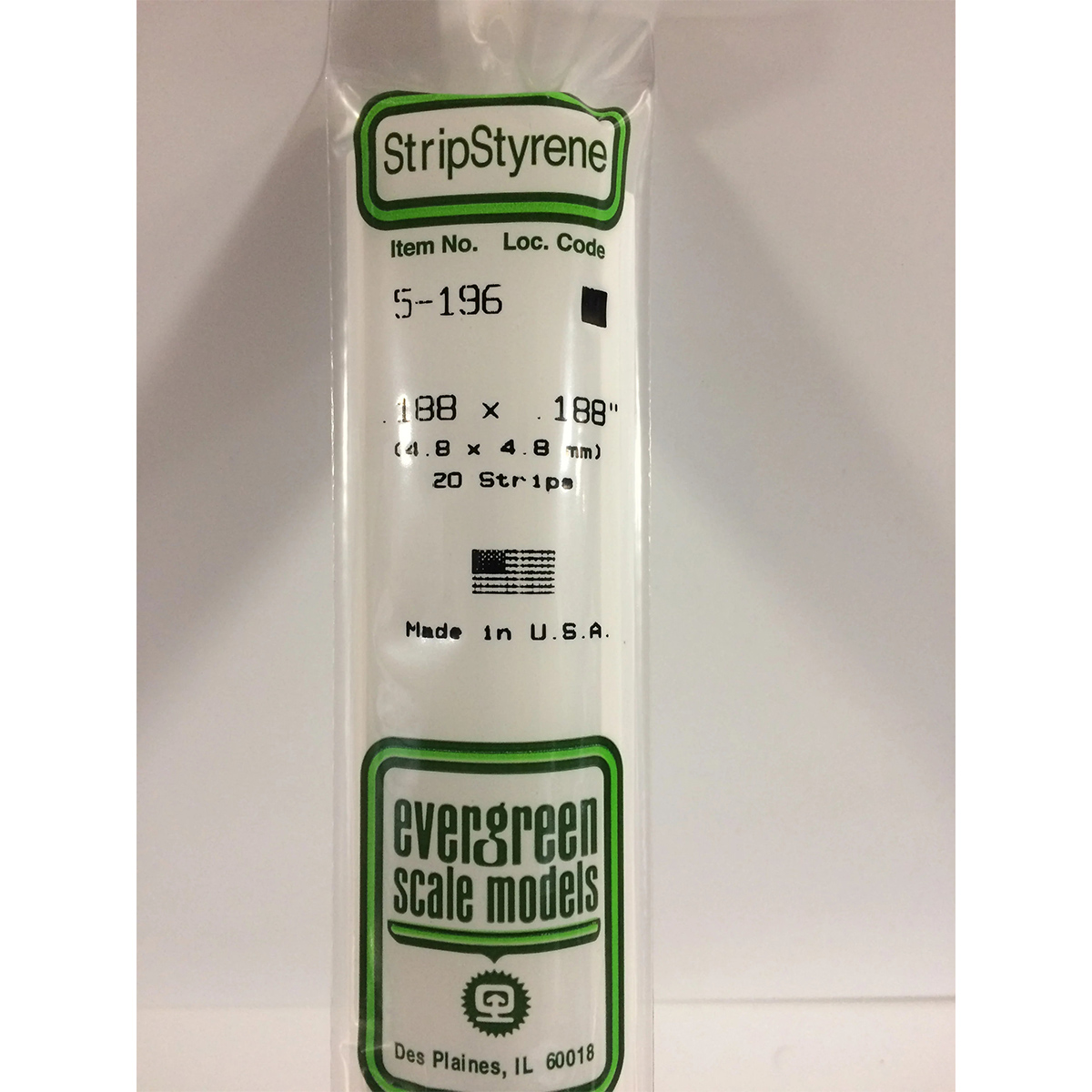 Evergreen .188 x .188 inch Opaque White Polystyrene Strip Bulk Pack of ...