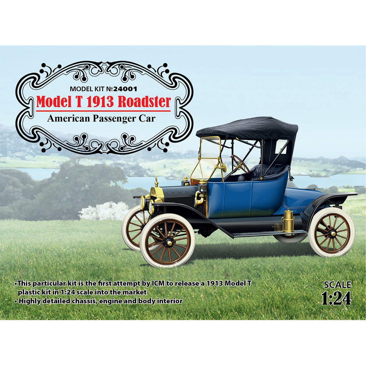 ICM Model T 1913 Roadster American Passenger Car 1/24 Scale 24001 ...
