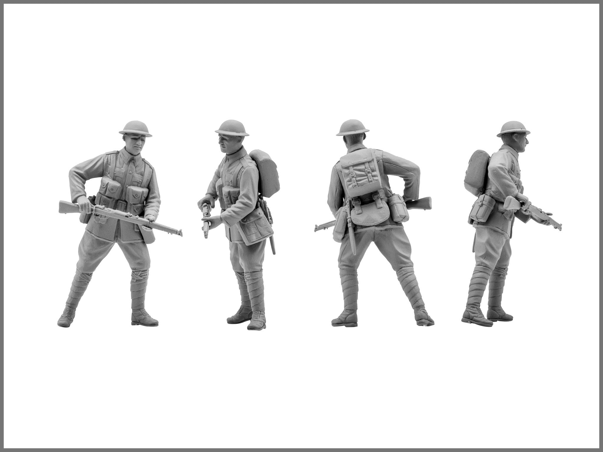 ICM British Infantry 1917-1918 with 4 Figures - 1 Officer 3 Soldiers 1/ ...