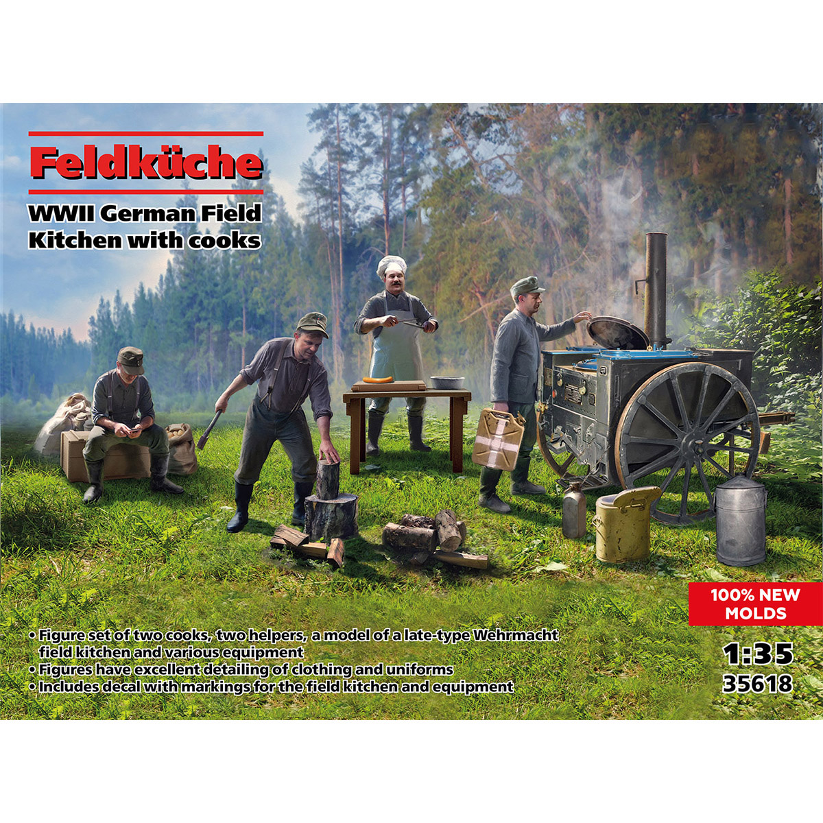 ICM Feldk WWII German Field Kitchen with Cooks 1/35 Scale 35618 ...