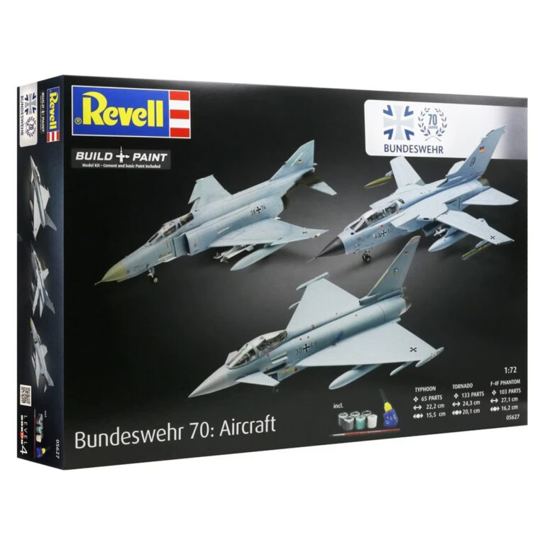 Revell Bundeswehr 70 Years Eurofighter Typhoon Set of 3 Typhoon Tornado ...